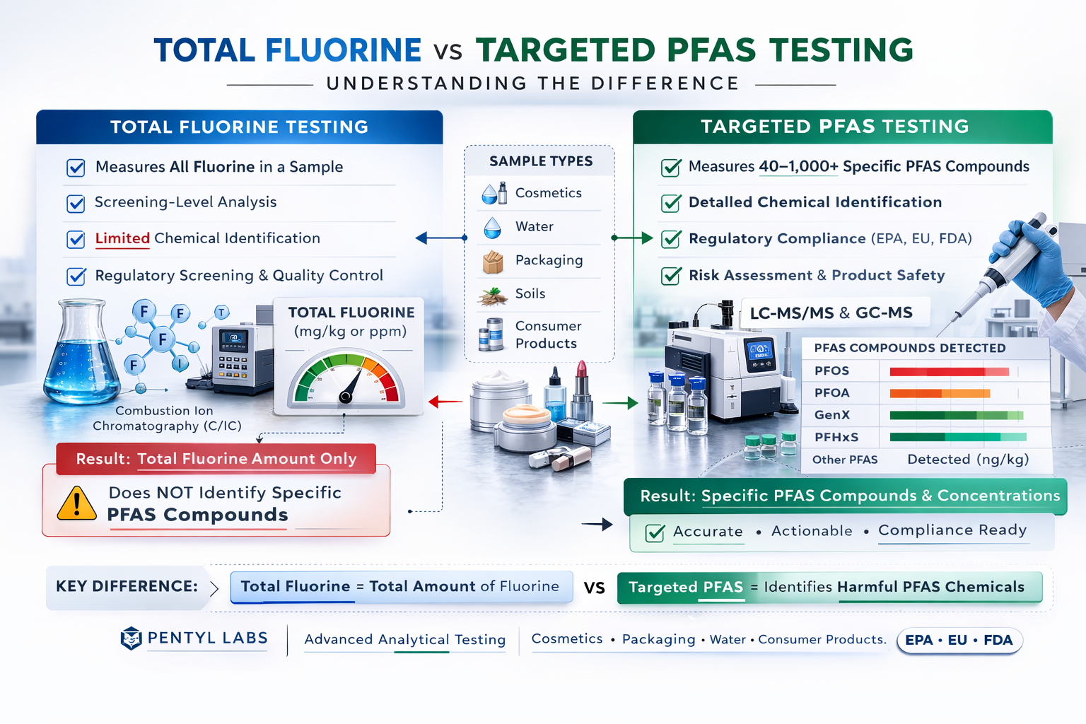 PFAS Testing Methods: Total Fluorine vs TOF vs Targeted PFAS